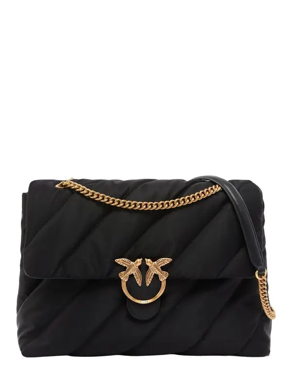 Pinko Maxi Extra Love Bag Puff Quilted Nylon Shoulder Bag - Black