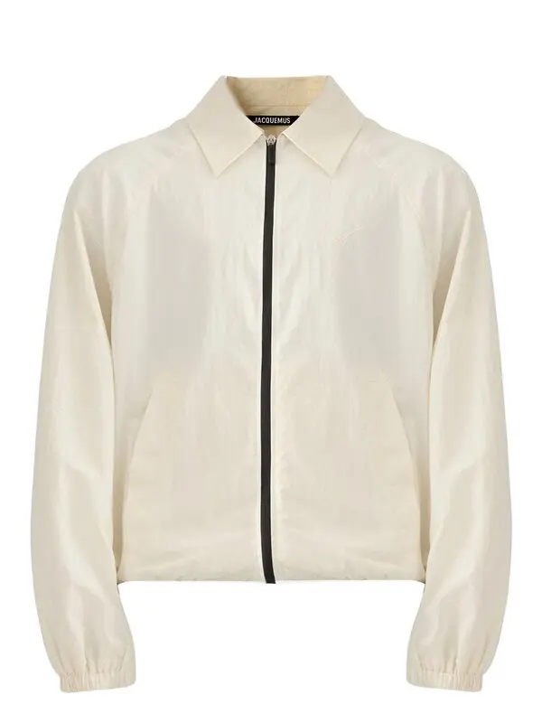 Jacquemus Nylon Zip-up Windbreaker Jacket - White