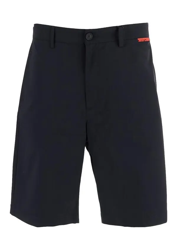 Just Cavalli Stretch Nylon Shorts With Logo Detail - Navy Scuro