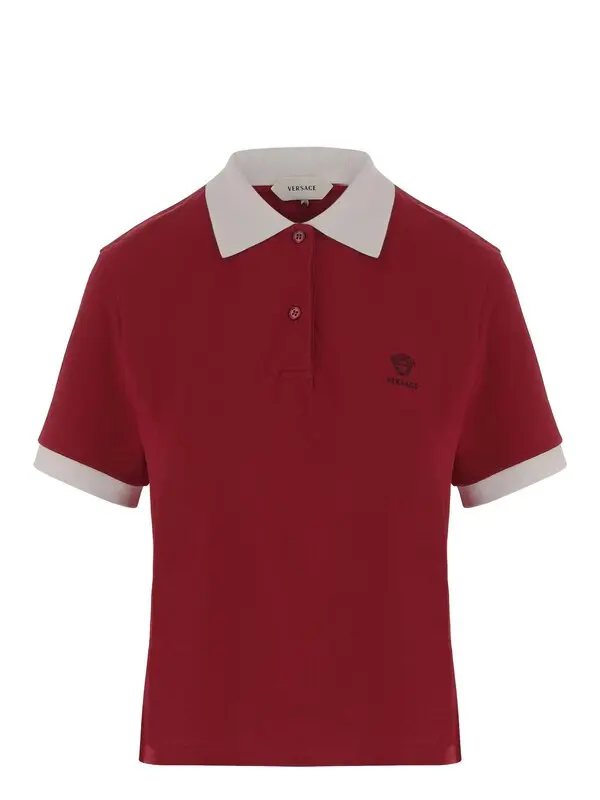Versace Cotton Polo Shirt With Logo - Red