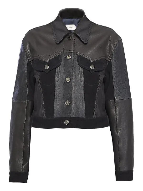 Versace Leather Jacket With Suede Inserts - Black