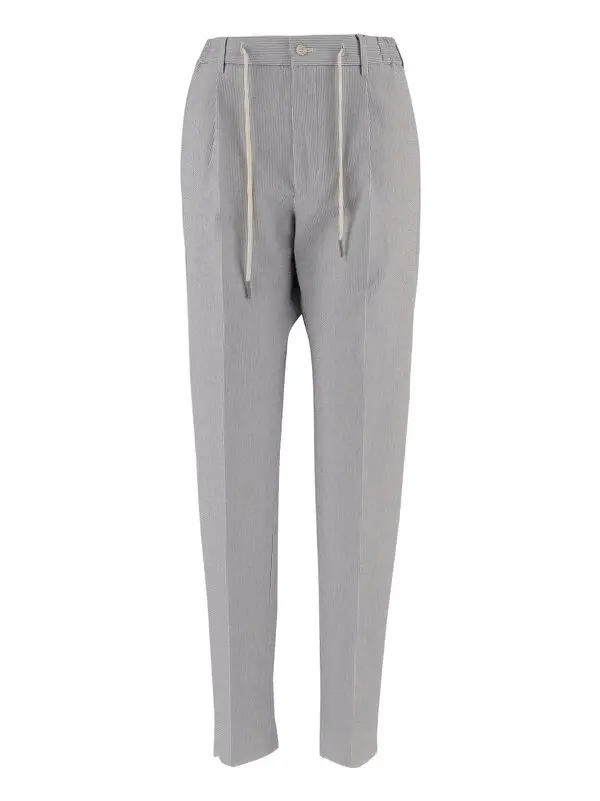 Tagliatore Stretch Cotton Blend Striped Pants - Grey