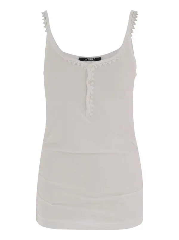 Jacquemus Cotton Top With Decorative Trim - White