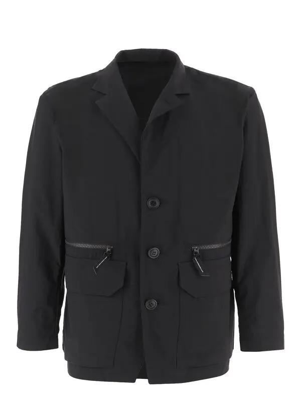 AND WANDER Nylon Jacket With Layered Collar - Black