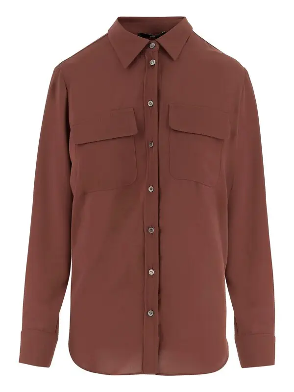 F.IT Technical Fabric Shirt With Classic Collar And Patch Pockets - Brown