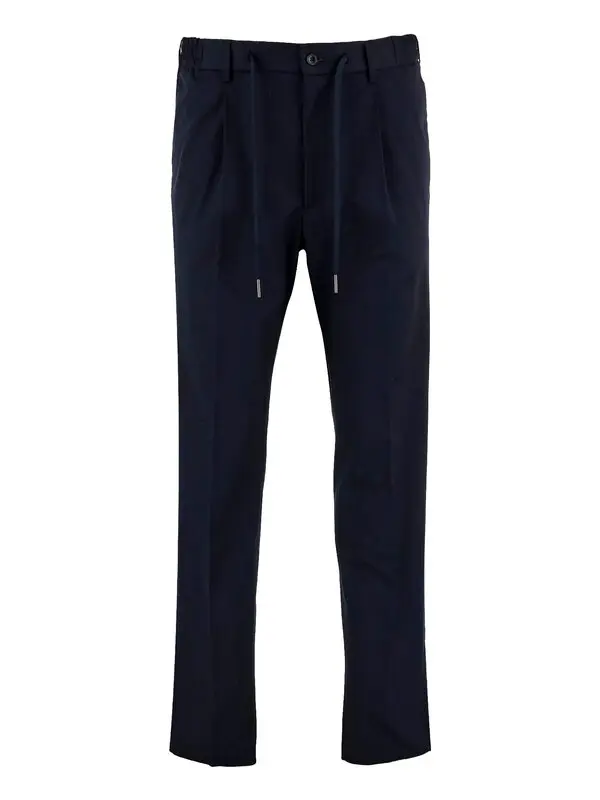 Tagliatore Stretch Cotton Drawstring Pants - Blue