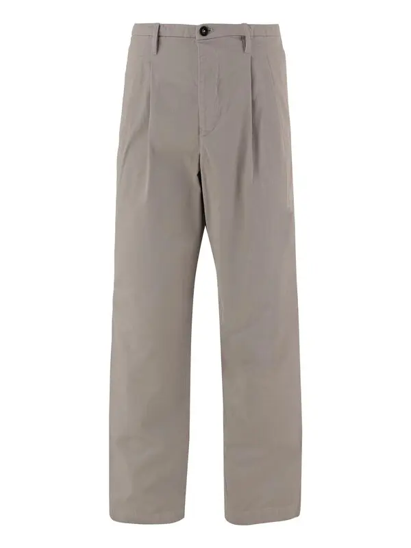 C.P. COMPANY Loose Fit Cotton Gabardine Pants - Grey