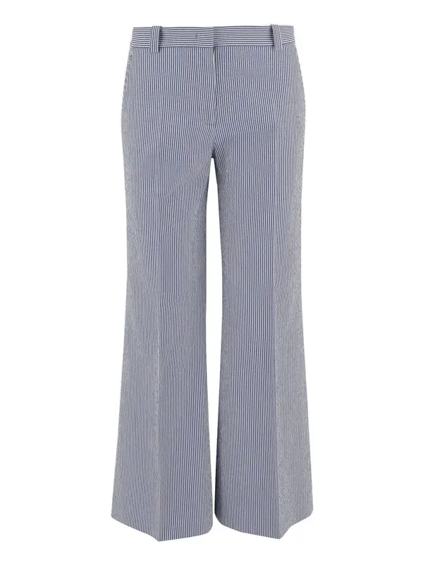 QL2 DONNA Striped Stretch Cotton Blend Pants - Blu