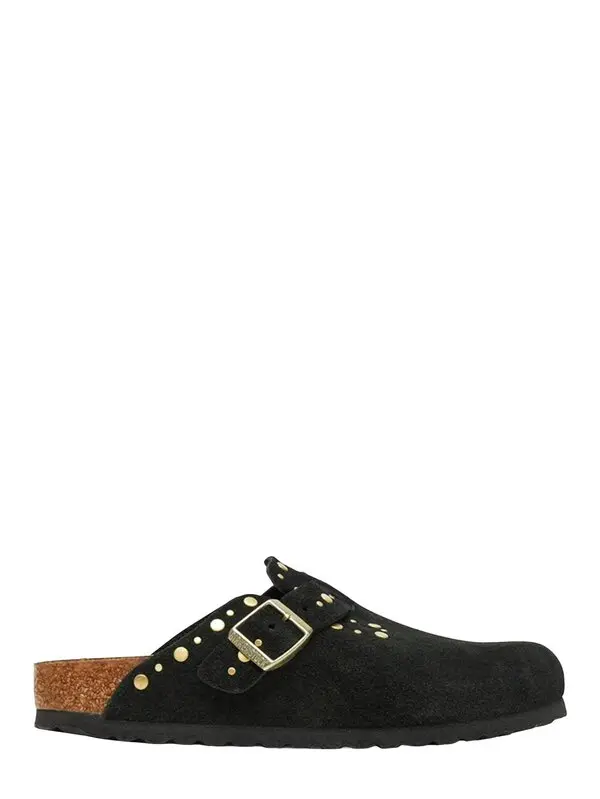 BIRKENSTOCK Suede Studded Mule Clogs - Black