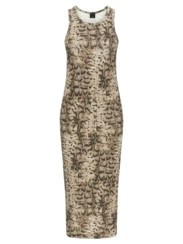 Pinko Stretch Cotton Dress With Animal Print - Red