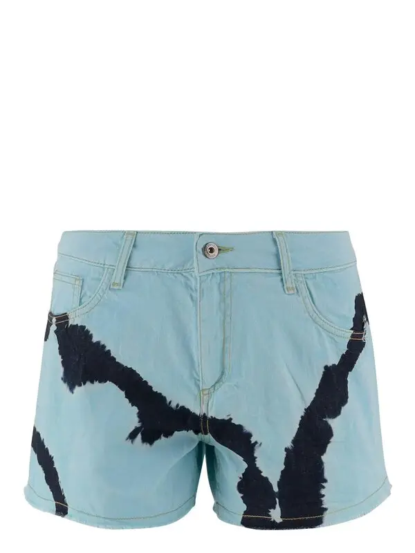 DON'T @ ME Cotton Tie-dye Print Shorts - Clear Blue