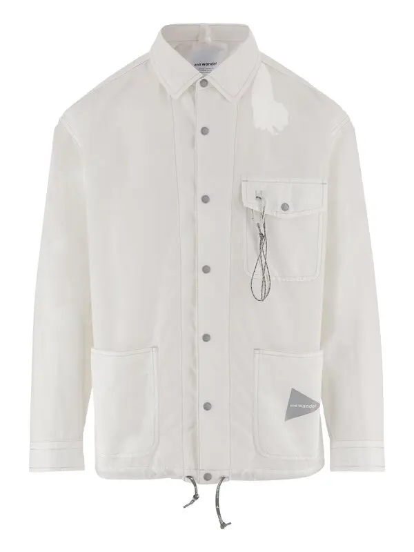 AND WANDER Cotton Blend Logo Jacket - White