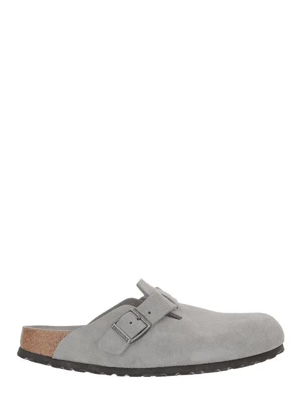 BIRKENSTOCK Boston Suede Clogs - Grigio