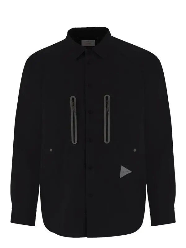 AND WANDER Nylon Shirt With Back Panel - Black