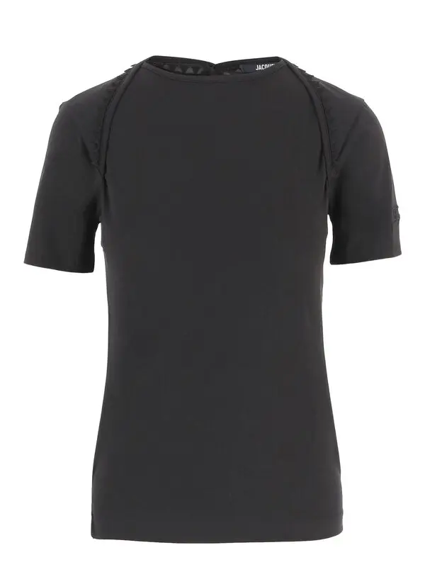 Jacquemus Cotton Top With Back Button Placket - Black