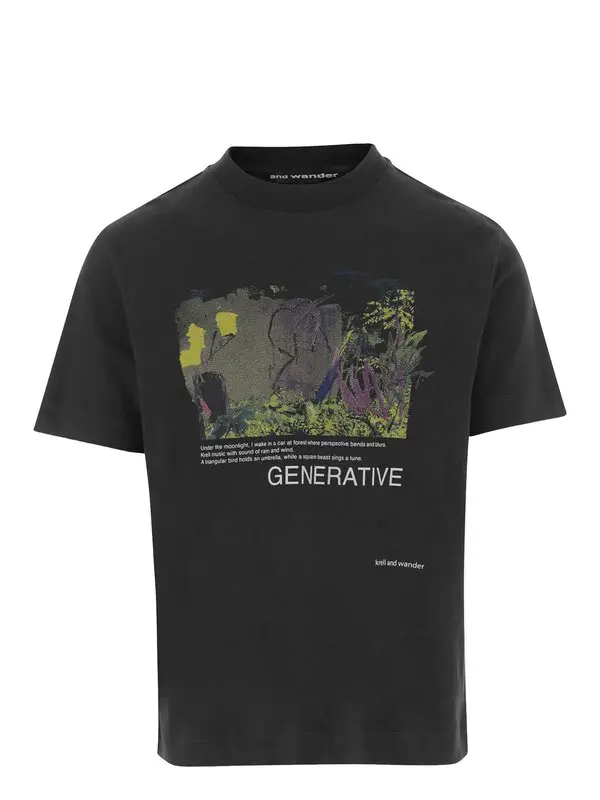 AND WANDER Cotton T Shirt With Print - Black