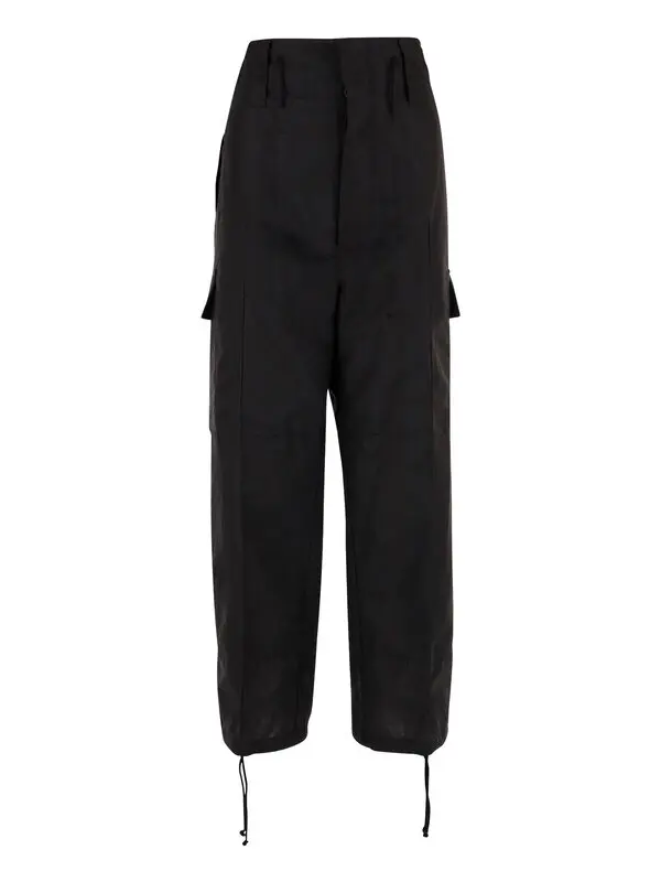 NICCOLO PASQUALETTI Linen Blend Oversized Pants - Black