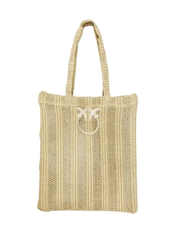 Pinko Love Birds" Raffia Shopping Bag - Giallo