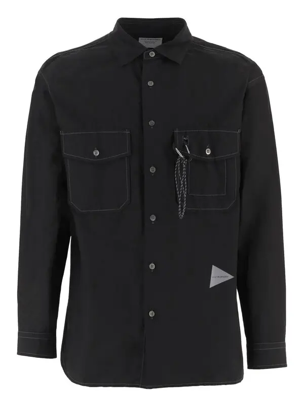 AND WANDER Cotton Blend Shirt With Logo - Black