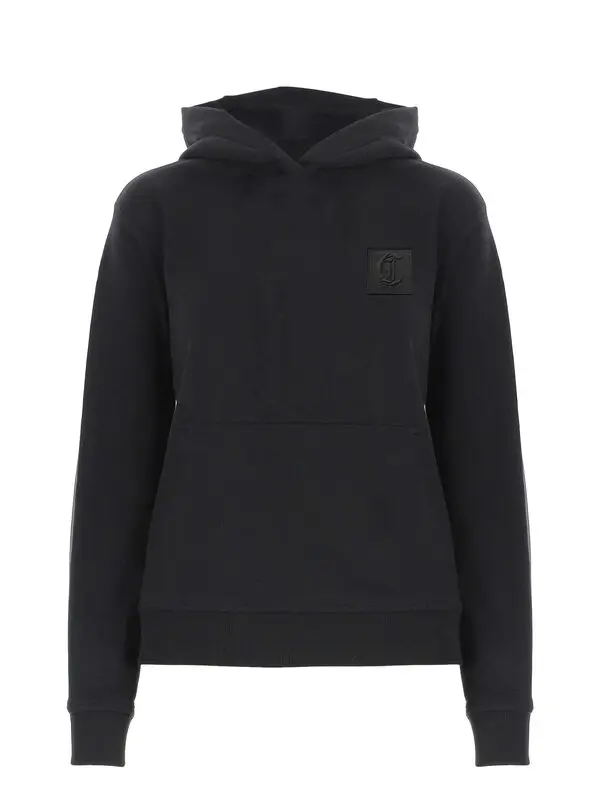 Just Cavalli Cotton Hooded Sweatshirt With Logo Detail - Black
