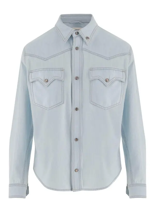 Versace Chambray Denim Shirt - Azzurro
