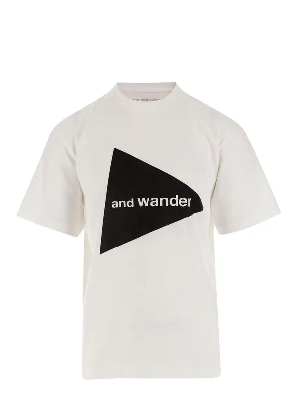AND WANDER Cotton Blend T Shirt With Logo - White