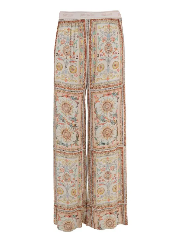 Just Cavalli Floral Print Viscose Wide Leg Pants - Multi