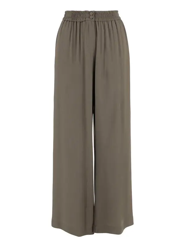F.IT Acetate And Silk Wide Leg Trousers - Green