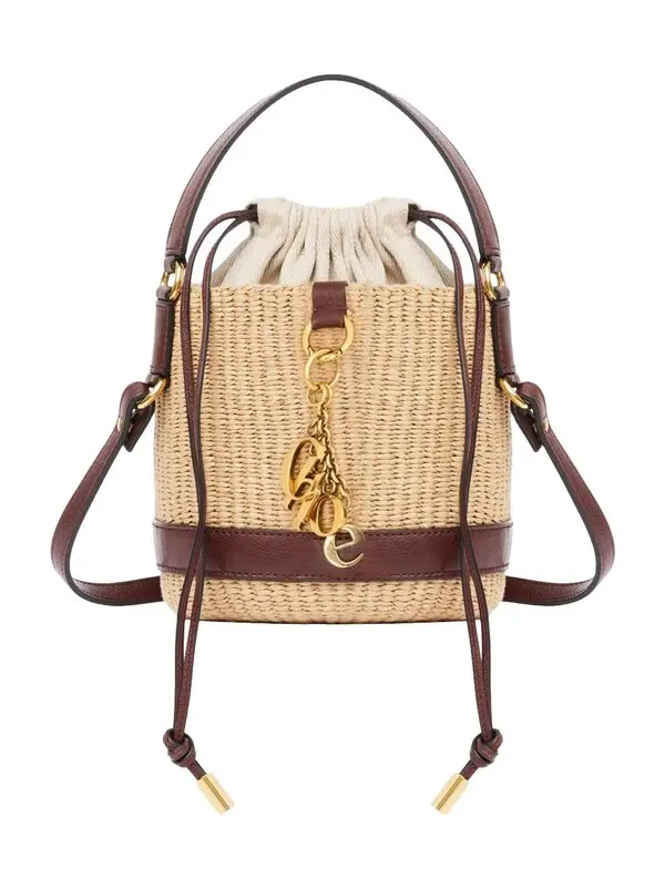 Chloé Raffia And Leather Bucket Bag - Red