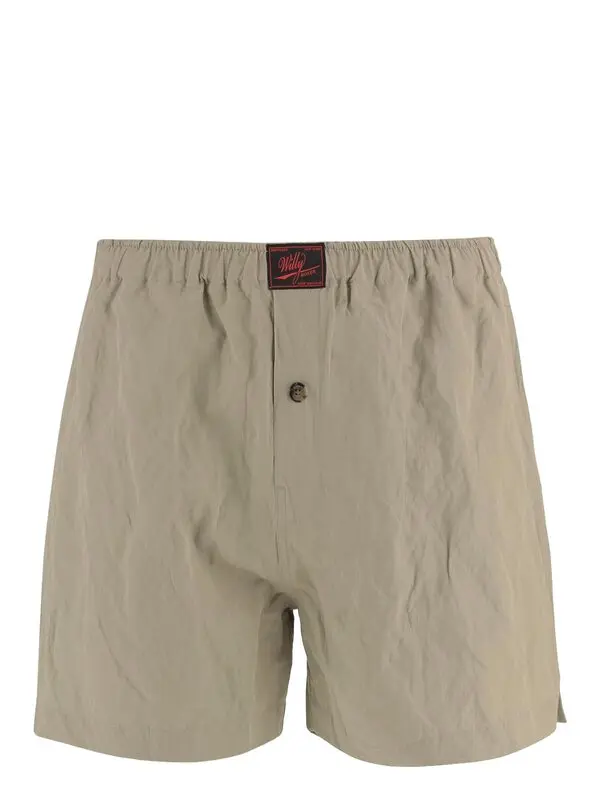 WILLY CHAVARRIA Cotton Blend Crinkled Texture Shorts - Cachi