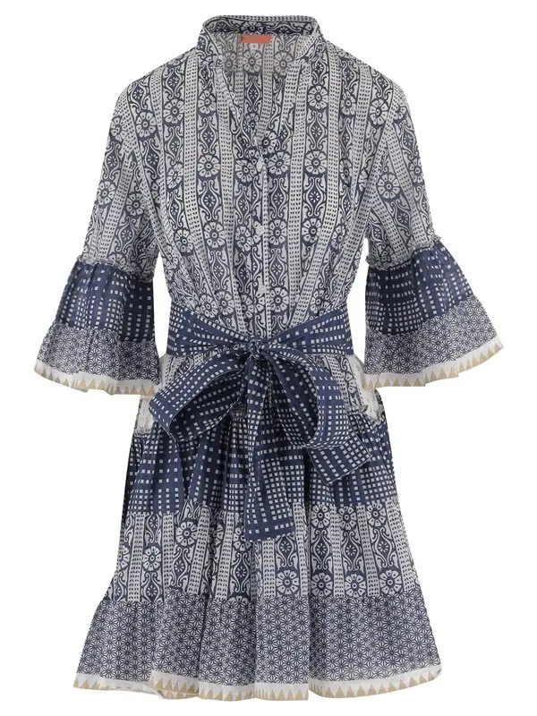 PEP'S CANNES Cotton Dress With Geometric Pattern - Red