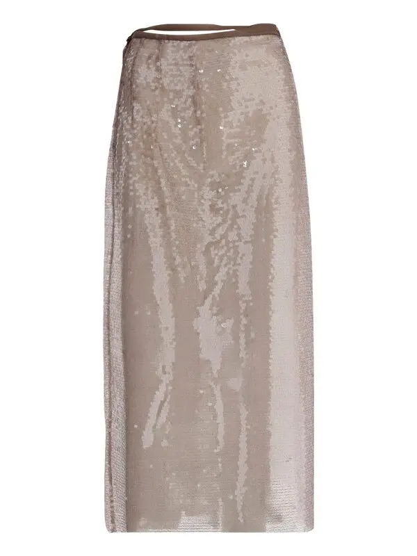 NICCOLO PASQUALETTI Sequined Nylon Skirt - Beige