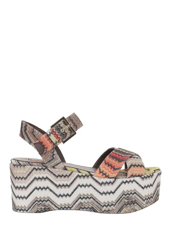 Missoni Platform Sandals With All-over Zigzag Pattern - Red