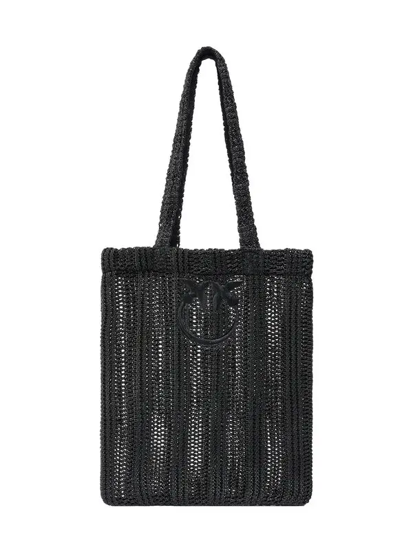 Pinko Raffia Shopping Bag - Nero