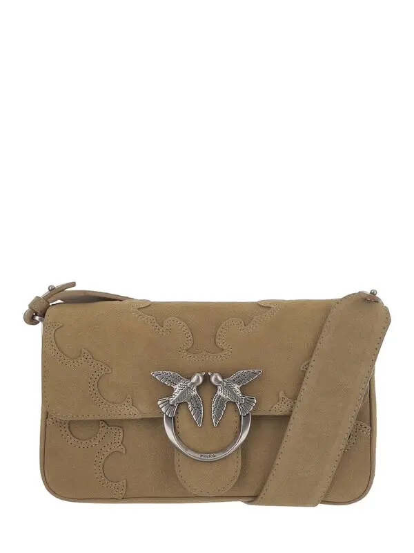Pinko Love Bag One Slouchy Suede Bag - Pinecone