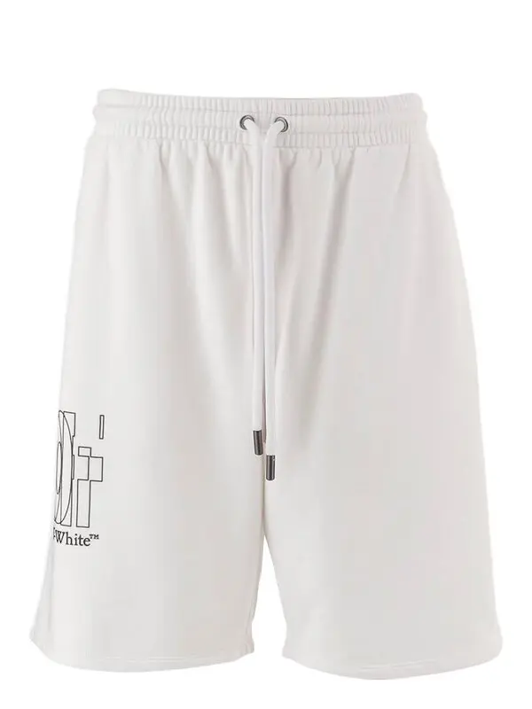 Off-White Heraldic Arrow Cotton Shorts - Bianco