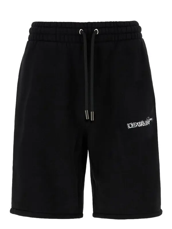 Off-White Heraldic Arrow Cotton Shorts - Nero