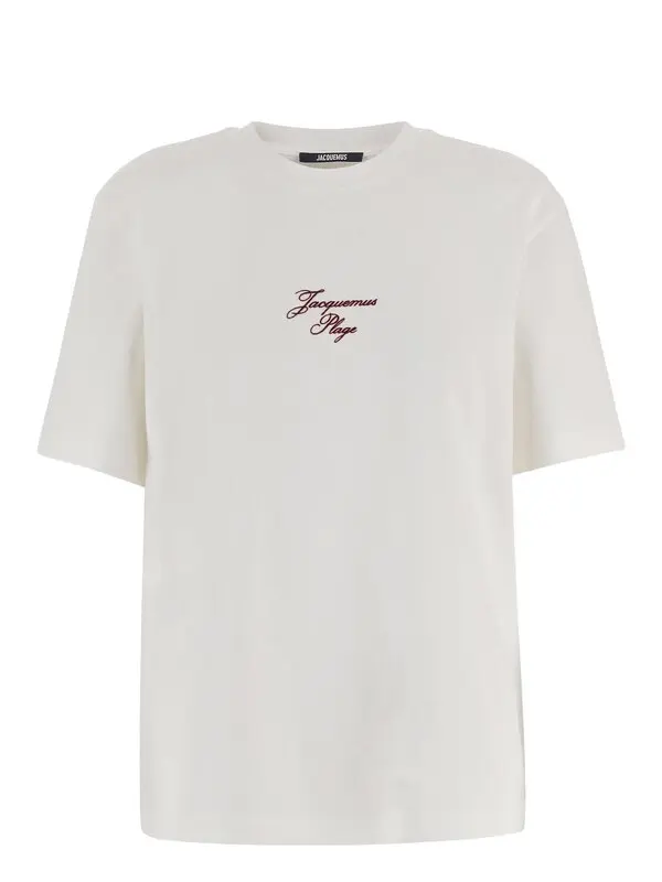 Jacquemus Cotton T-shirt With Embroidered Logo - Bianco