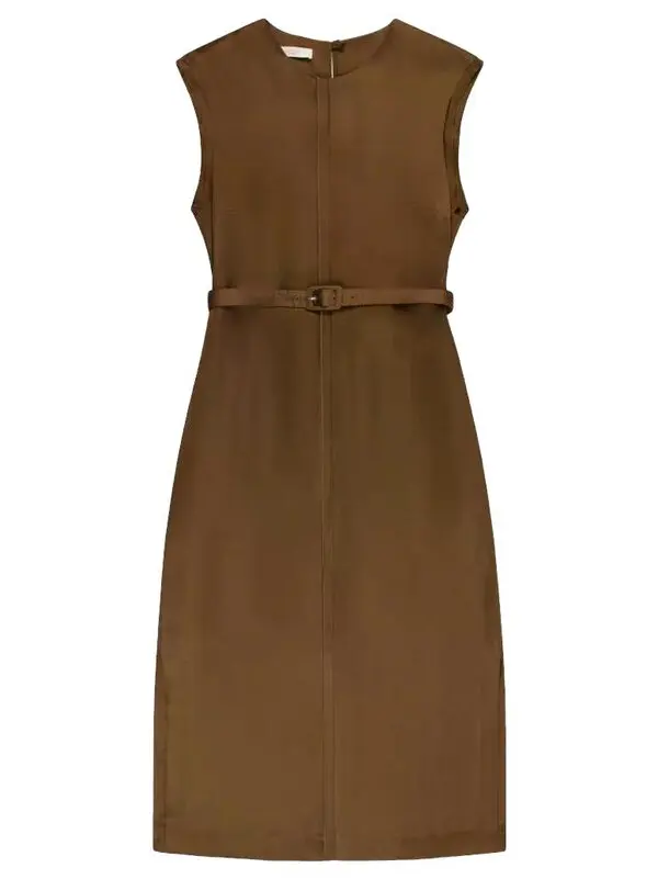 GLANSHIRT Belted Midi Dress - Brown