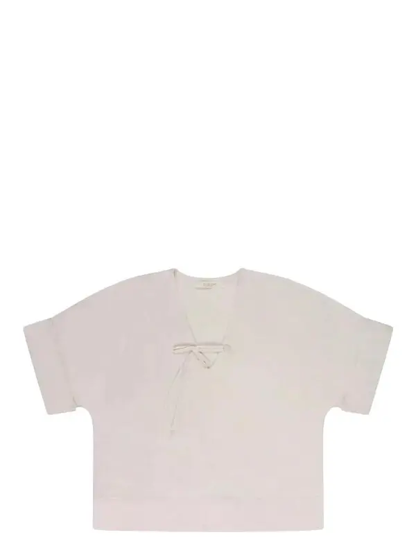 GLANSHIRT Ivory Tie-neck Blouse - Neutrals