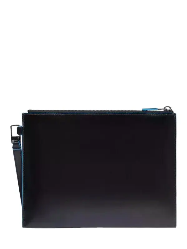 PIQUADRO Logo-plaque Leather Clutch Bag - Black