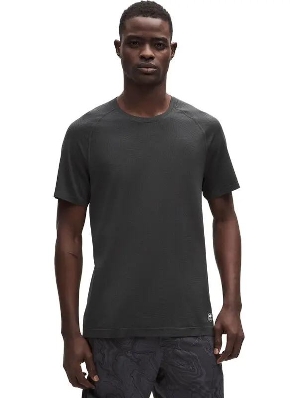 Lululemon Team Canada Metal Vent Tech Short Sleeve Shirt - Maple Echo Black/graphite Grey