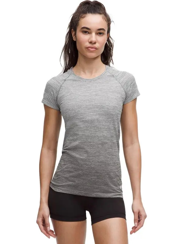 Lululemon Team Canada Swiftly Tech Short Sleeve Shirt 2.0 Hip Length - Sunset Stripe Alpine White/mauve Grey