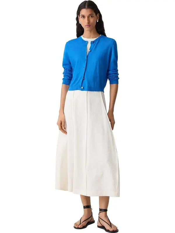 Theory Relaxed Silk Blend Curved Flare Maxi Skirt - Ivory
