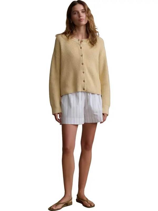 Jenni Kayne Cotton Hayes Crewneck Cardigan - Yellow