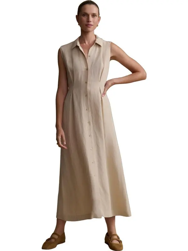 Jenni Kayne Jayne Dress In Linen Viscose Blend - Tan