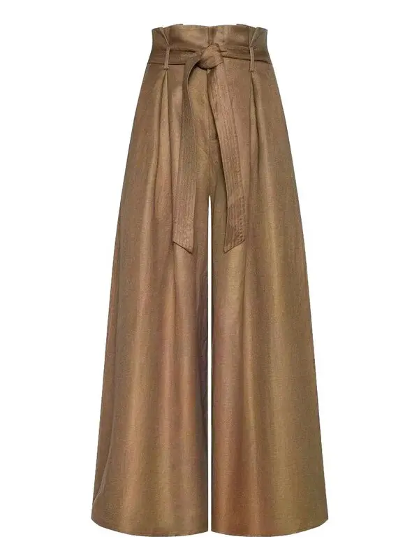 L'Agence Lowen Belted Palazzo Pants - Brown