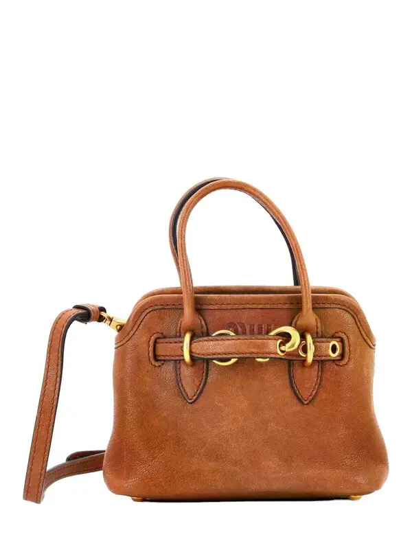 Miu Miu Aventure Leather Mini Tote Bag - Brown