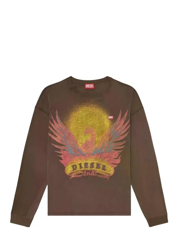DIESEL® Graphic-print Long-sleeve T-shirt - Brown
