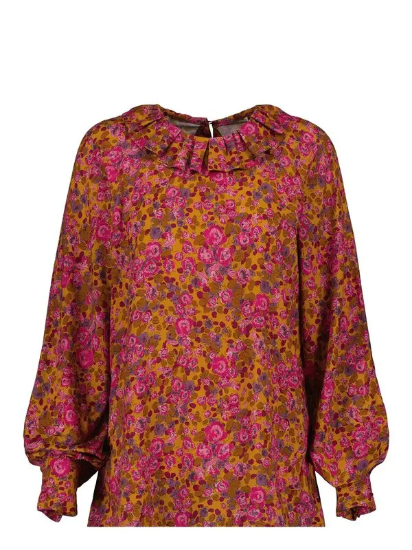 PALINGÉNÉSIE Carmen Retro Floral Blouse - Yellow